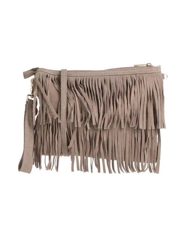 LAURA DI MAGGIO Suede Fringe Clutch - Beige