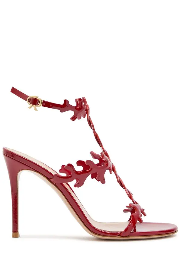 GIANVITO ROSSI Glossed Nappa Coral-design Sandals