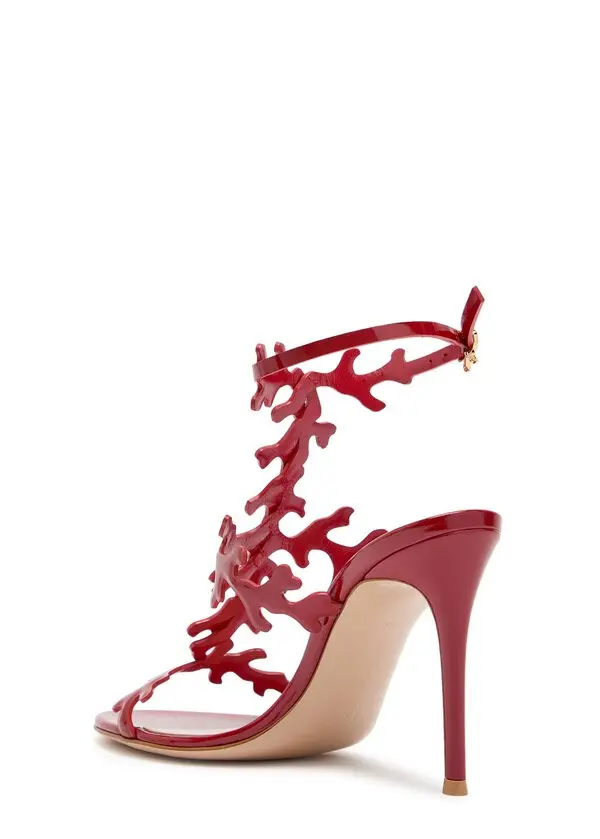GIANVITO ROSSI Glossed Nappa Coral-design Sandals