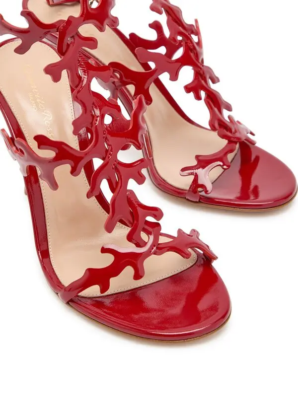 GIANVITO ROSSI Glossed Nappa Coral-design Sandals