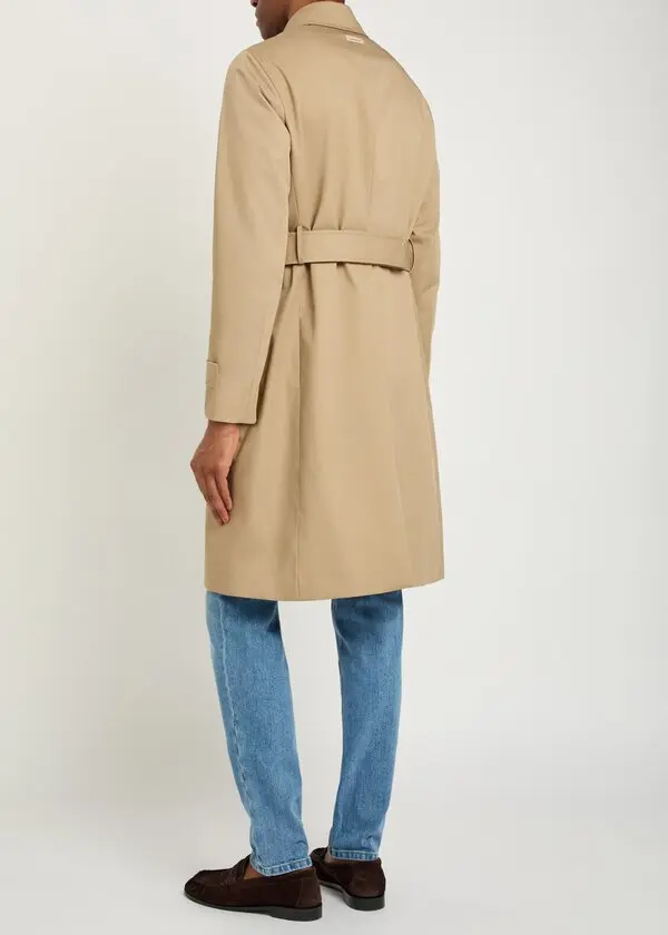 LARDINI Belted Woven Trench Coat - Beige