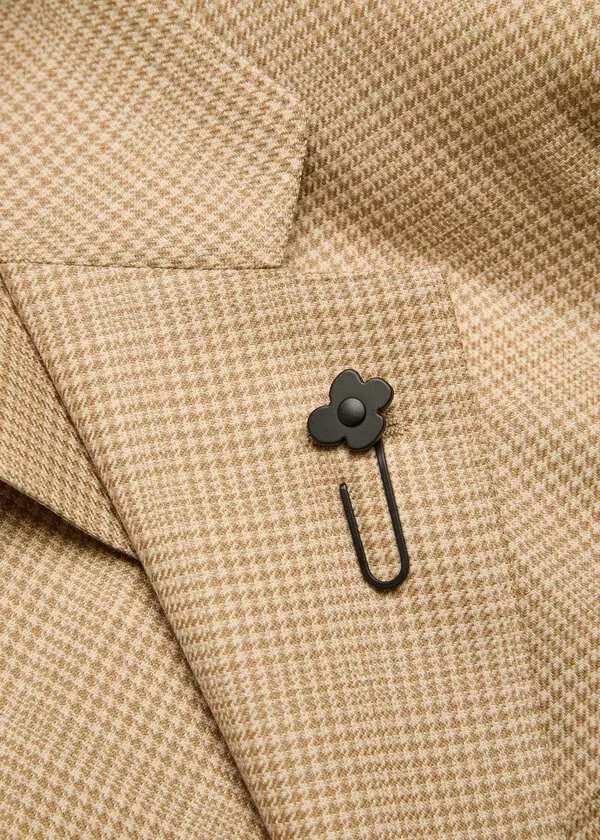 LARDINI Houndstooth Wool And Cotton-blend Blazer - Tan