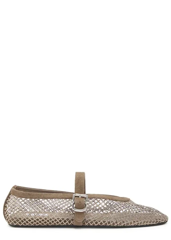 Alaïa Embellished Mesh Ballet Flats - Silver