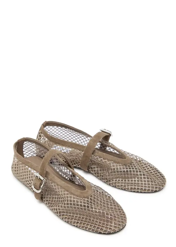 Alaïa Embellished Mesh Ballet Flats - Silver