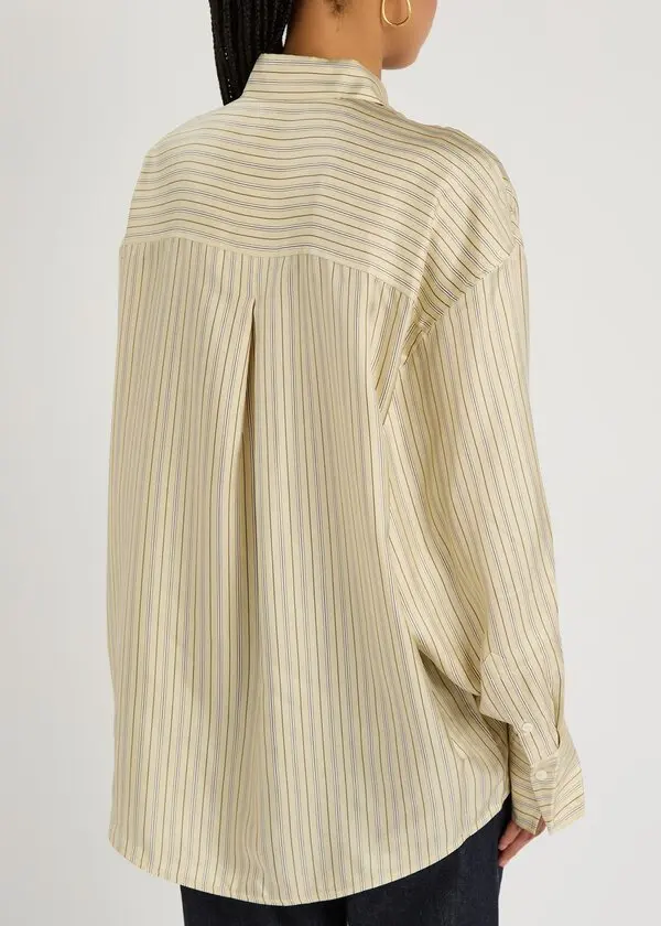 TOTEME Striped Silk Shirt - Beige