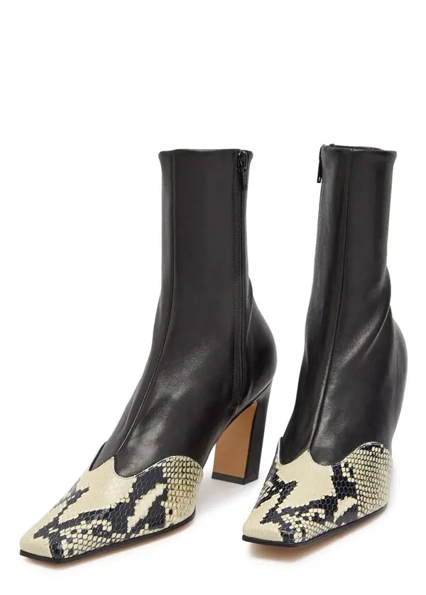 Khaite Nevada 85 Python-effect Leather Ankle Boots - Black