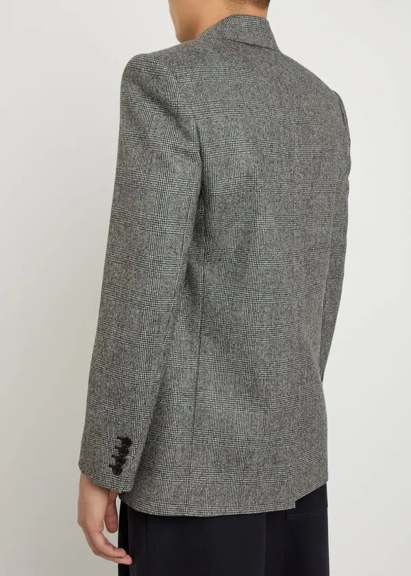 Saint Laurent Checked Wool Blazer - Black