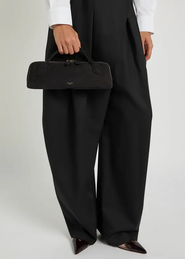 Alaïa Le Teckel Suede Clutch - Black