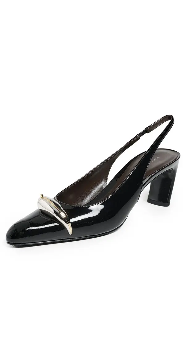 Tory Burch Pierced Slingbacks 65mm - Perfect Black/silver