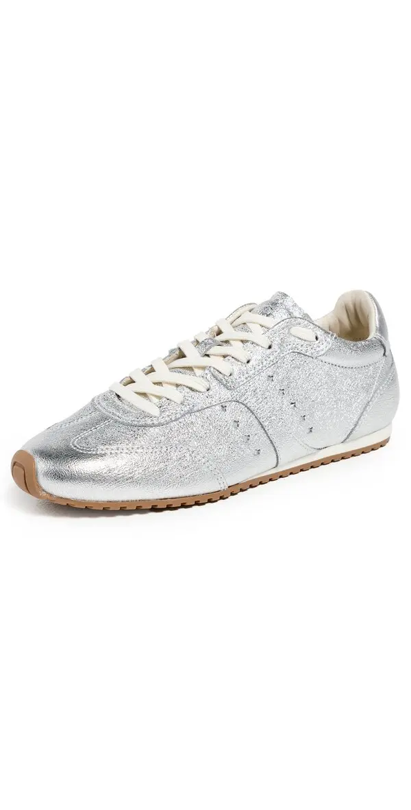 Larroude Stella Sneakers - Silver Metallic Leather