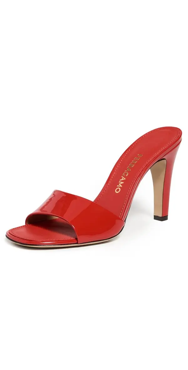 FERRAGAMO Tatiana 95 Stiletto Heel Mules - Flame/biscotto/red