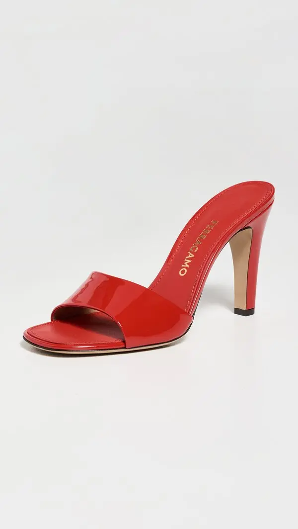 FERRAGAMO Tatiana 95 Stiletto Heel Mules - Flame/biscotto/red