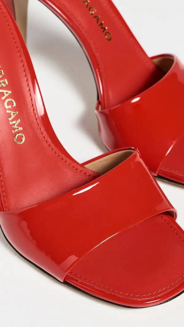 FERRAGAMO Tatiana 95 Stiletto Heel Mules - Flame/biscotto/red