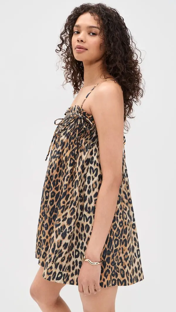 DAMSON MADDER Lilo Mini Dress Leopard Print - Brown