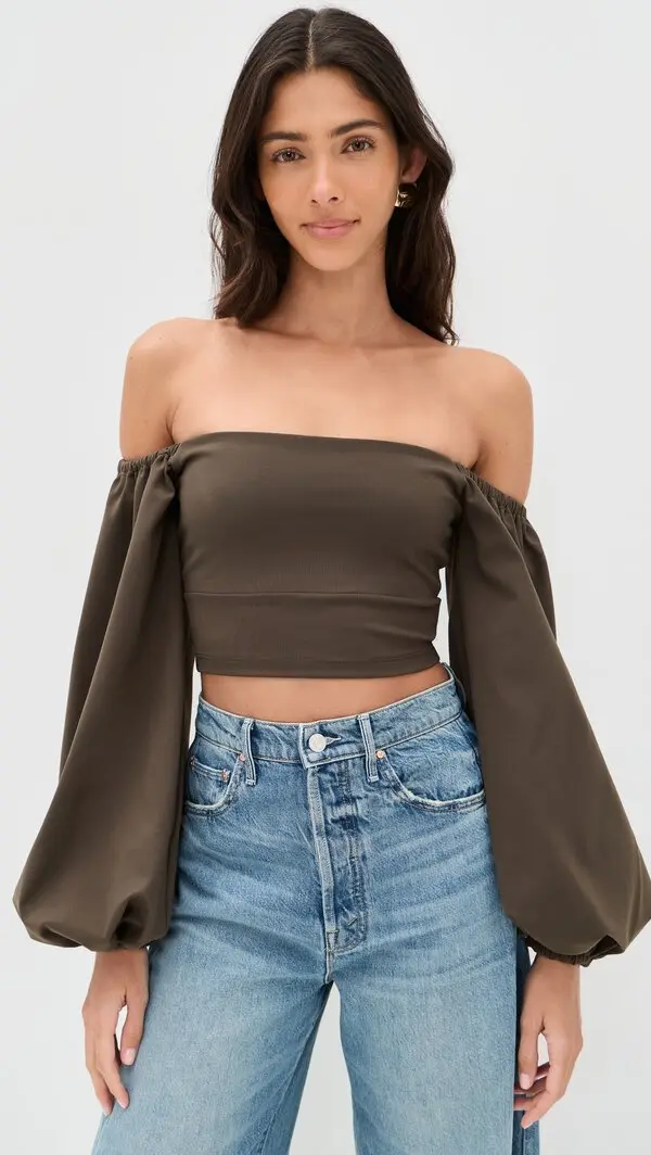 Susana Monaco Off-shoulder Puff-sleeve Top