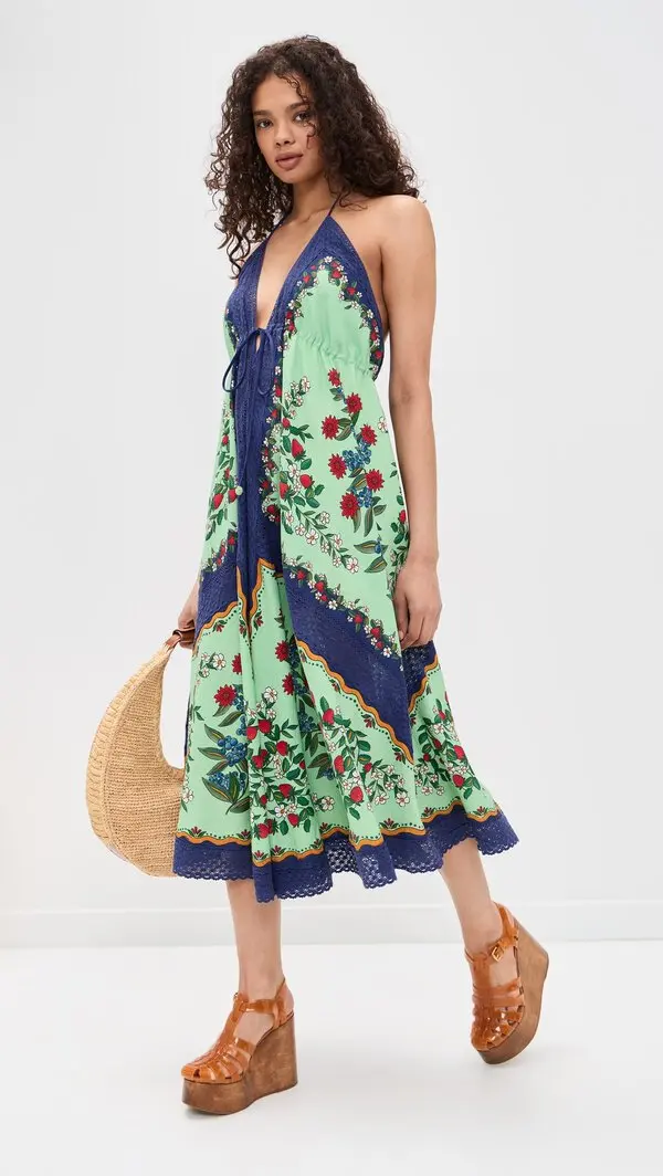 Farm Rio Crochet-trimmed Maxi Dress