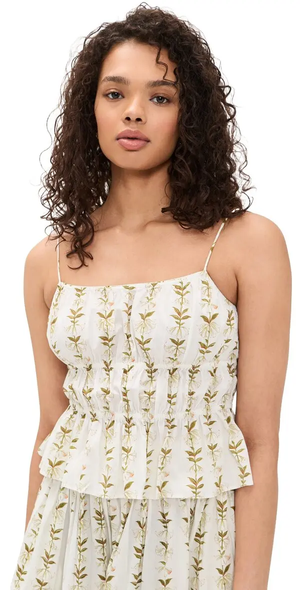 LA MAREGOLD Beatrice Floral Print Top - Lily Of The Valley Print Green