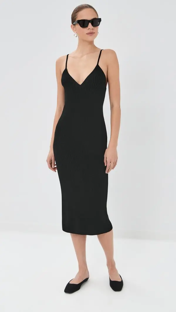 JIL SANDER Sleeveless Ribbed Knit Midi Dress