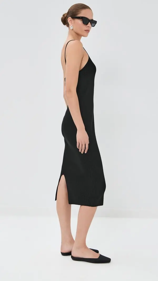 JIL SANDER Sleeveless Ribbed Knit Midi Dress