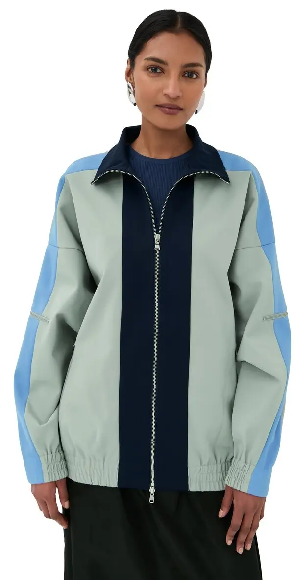 Tibi Compact Tech Knit Bomber Jacket With Cutouts