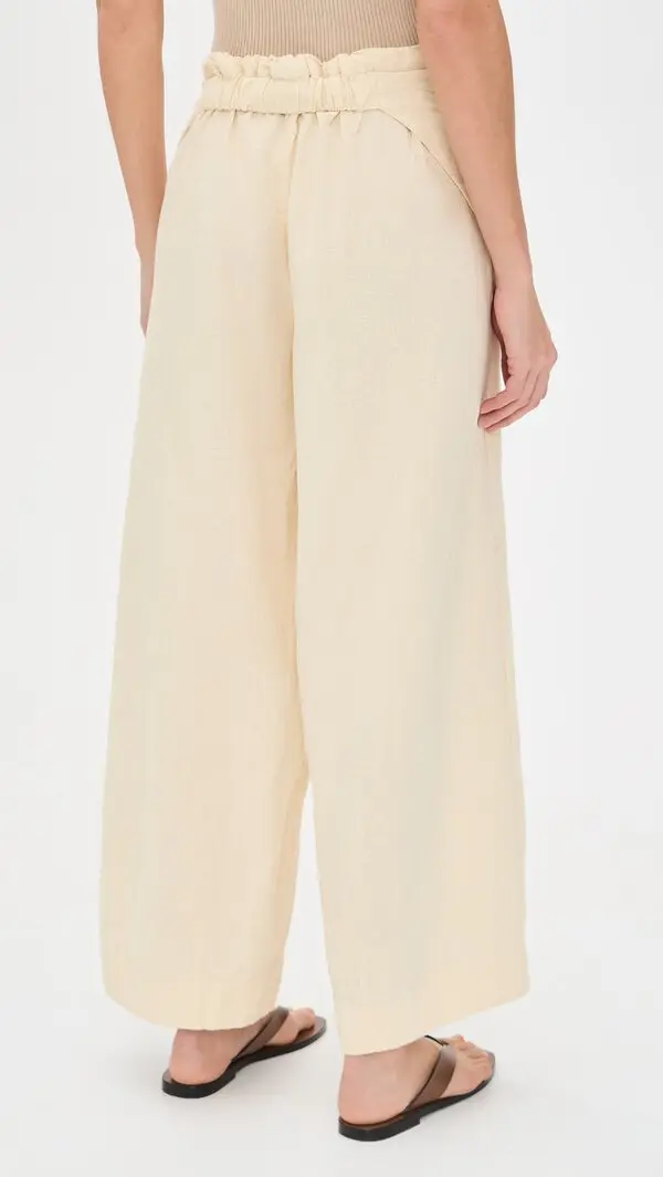 Free People Demi Cotton-linen Wide Leg Pants - Tea Cookie