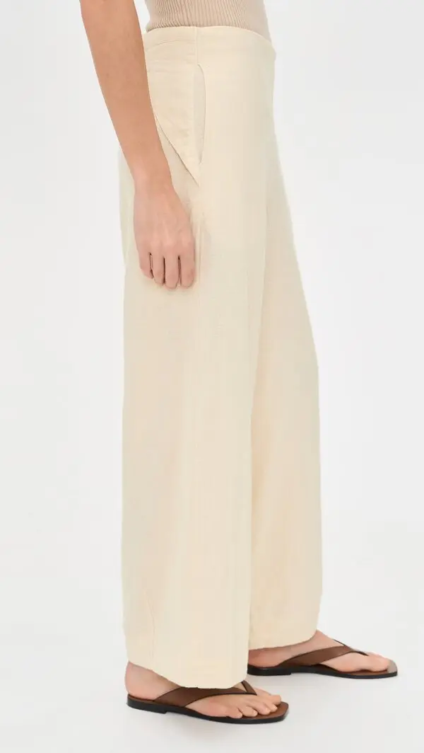 Free People Demi Cotton-linen Wide Leg Pants - Tea Cookie