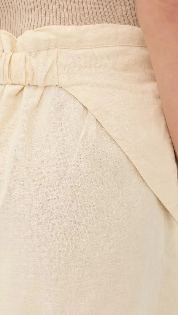Free People Demi Cotton-linen Wide Leg Pants - Tea Cookie
