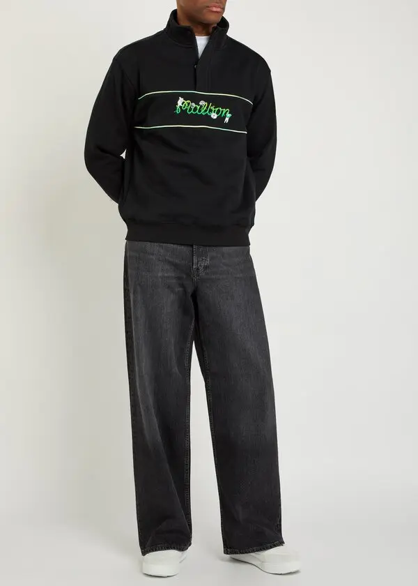 MALBON Grateful Dead Printed Half-zip Cotton Sweatshirt
