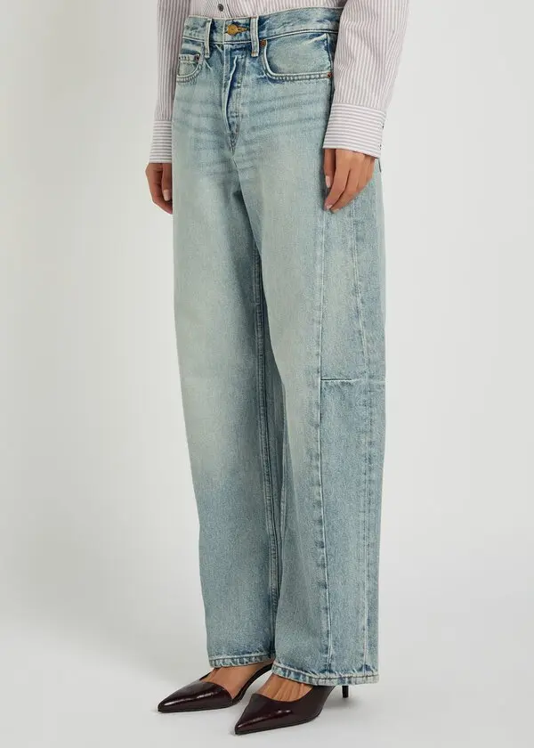 B Sides Slim Lasso Barrel-leg Jeans - Blue