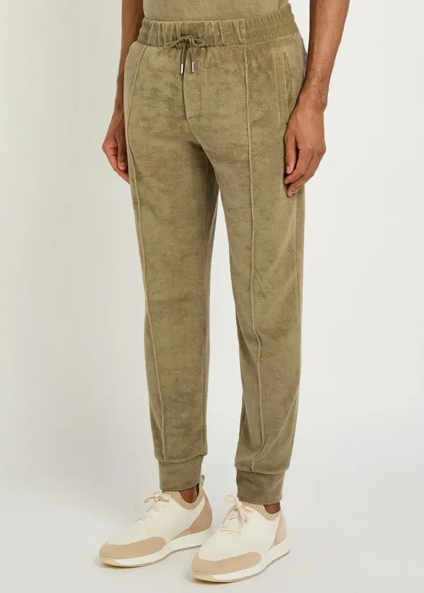 AURELIEN Pintuck Tapered-leg Terry Sweatpants