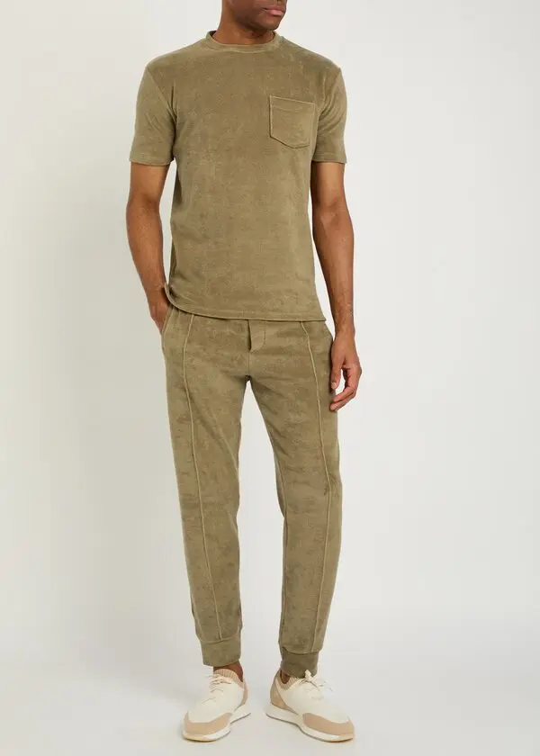 AURELIEN Pintuck Tapered-leg Terry Sweatpants