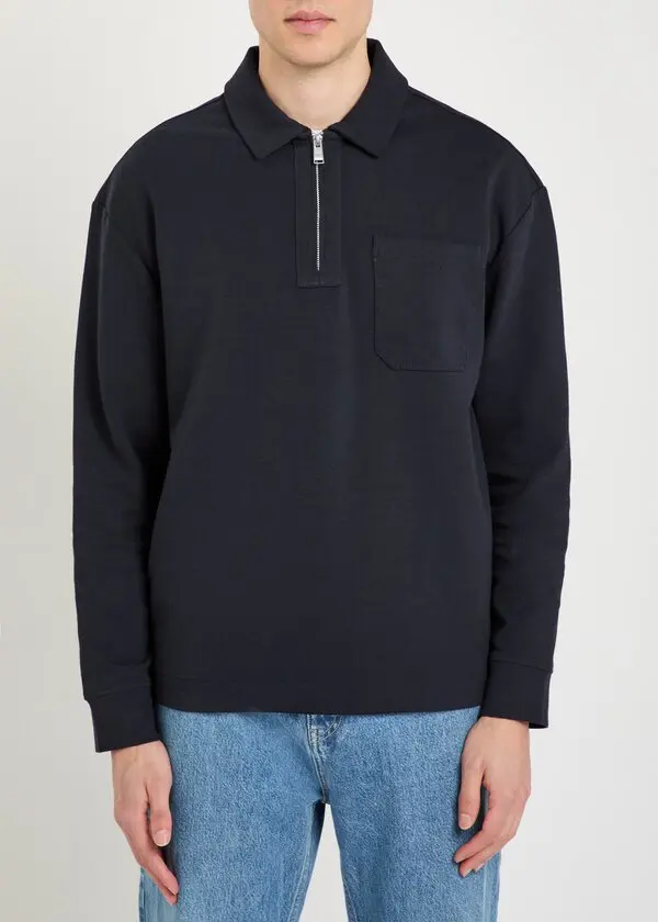 BOSS Cotton-blend Half-zip Sweatshirt - Navy