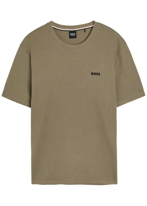 BOSS Waffle Cotton-blend T-shirt - Brown