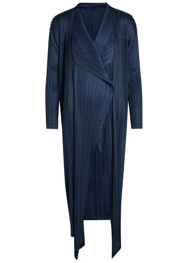 Issey Miyake Pleated Woven Coat - Navy