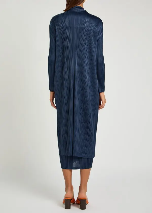 Issey Miyake Pleated Woven Coat - Navy