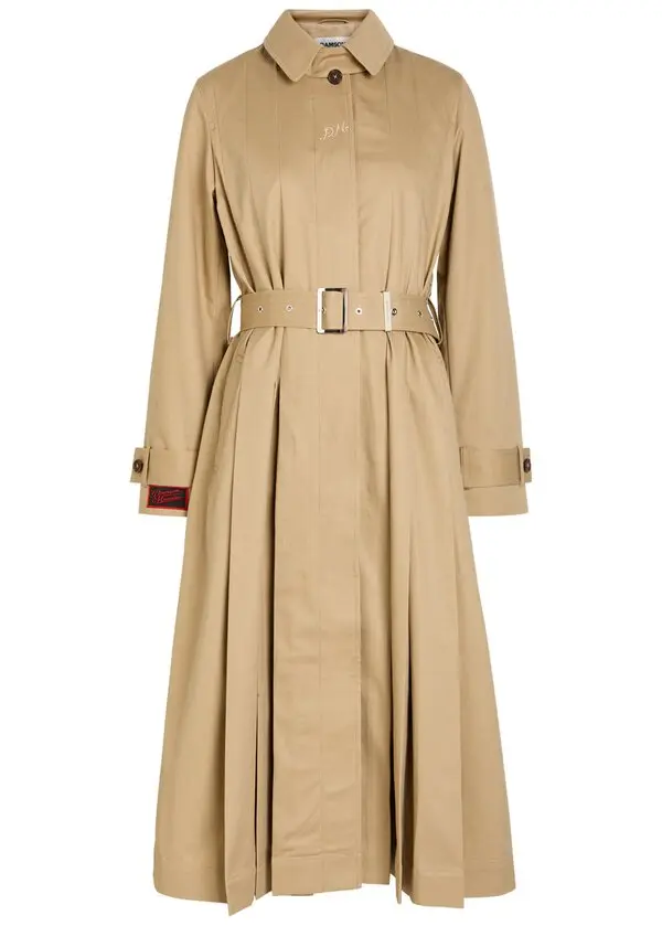 DAMSON MADDER Sofia Pleated Cotton Trench Coat - Light Brown