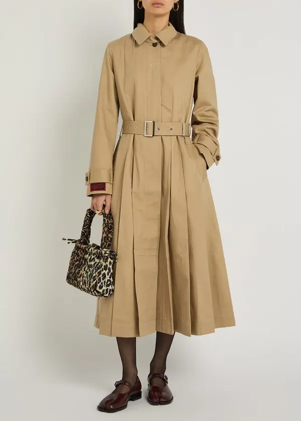 DAMSON MADDER Sofia Pleated Cotton Trench Coat - Light Brown