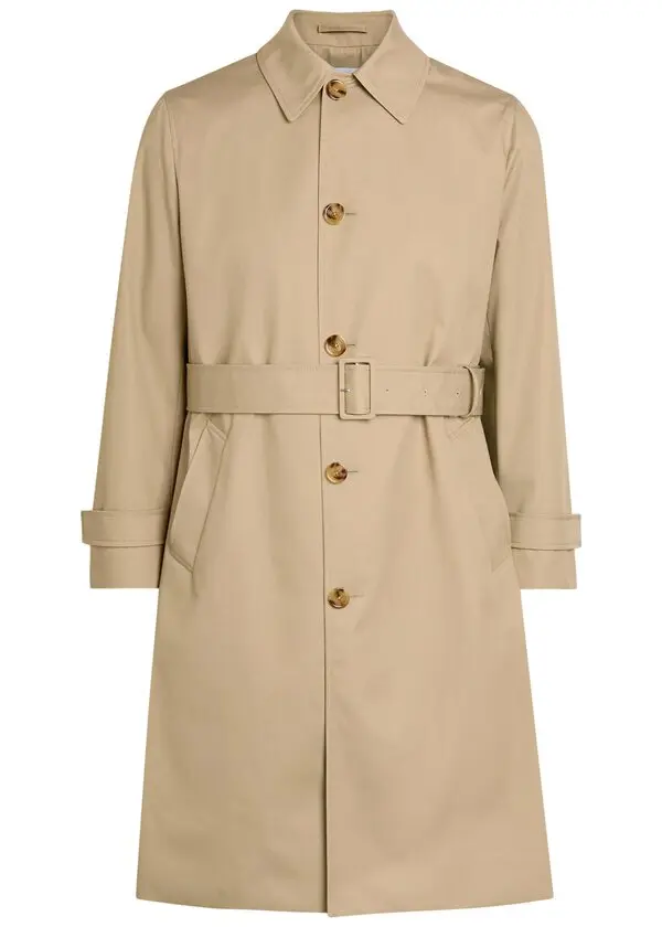 LARDINI Belted Woven Trench Coat - Beige