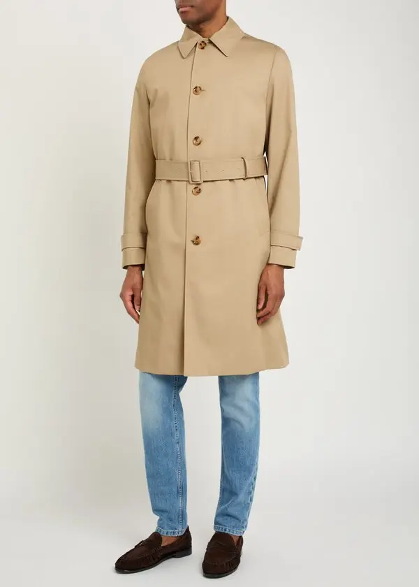 LARDINI Belted Woven Trench Coat - Beige