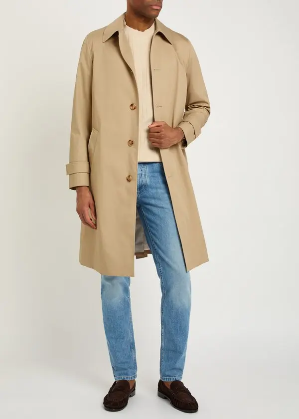 LARDINI Belted Woven Trench Coat - Beige