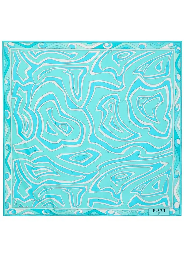 Emilio Pucci Printed Silk-twill Scarf - Turquoise