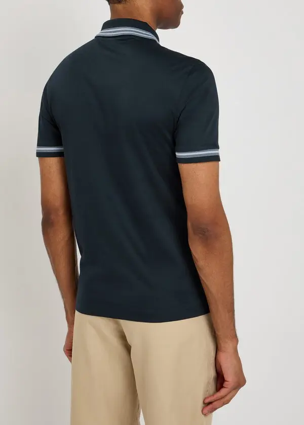 BOSS Striped Trims Cotton Polo Shirt