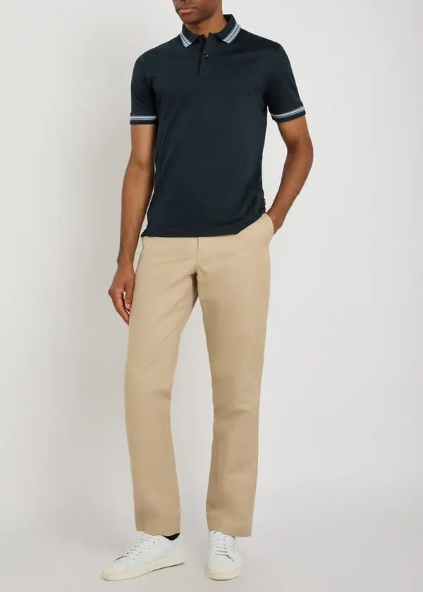 BOSS Striped Trims Cotton Polo Shirt