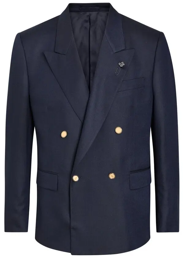 LARDINI Double-breasted Cashmere And Wool-blend Blazer