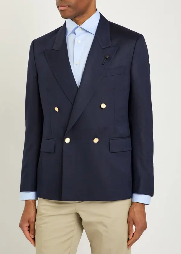 LARDINI Double-breasted Cashmere And Wool-blend Blazer