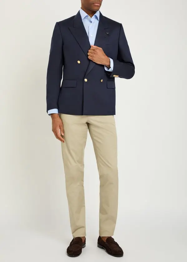 LARDINI Double-breasted Cashmere And Wool-blend Blazer