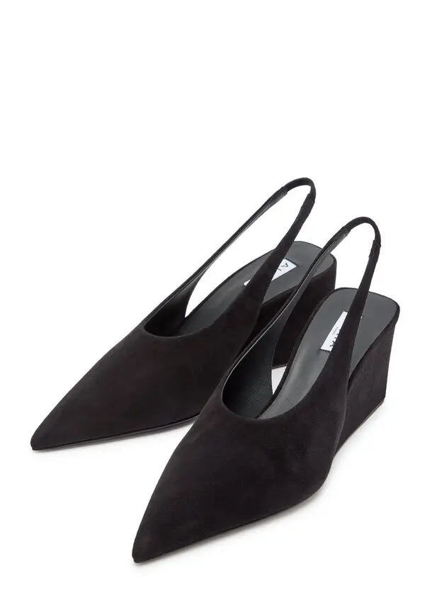 Alaïa 75 Suede Wedge Slingback Pumps