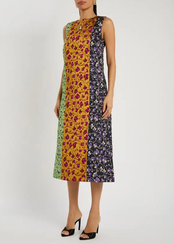 La DoubleJ Floral-jacquard Woven Midi Dress