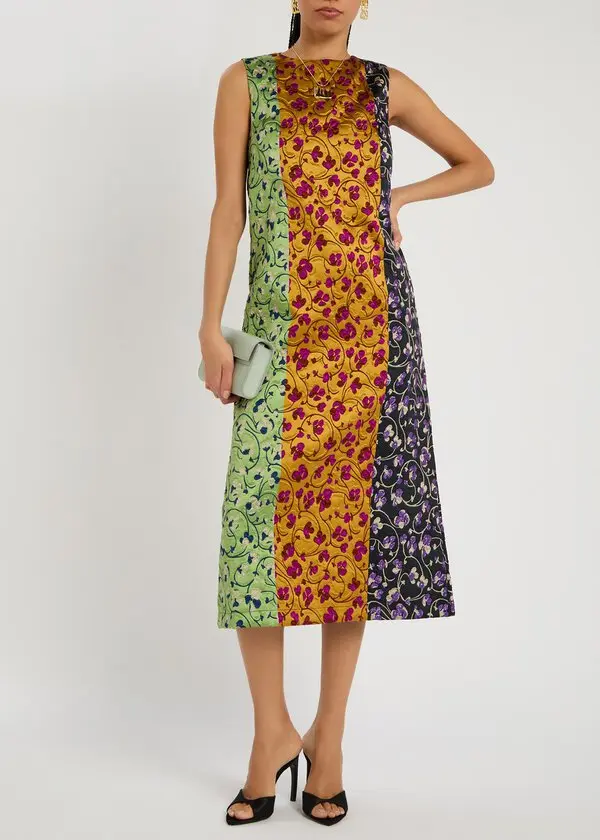La DoubleJ Floral-jacquard Woven Midi Dress