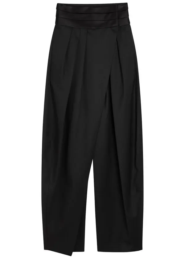 Alaïa Barrel-leg Silk And Stretch-wool Trousers
